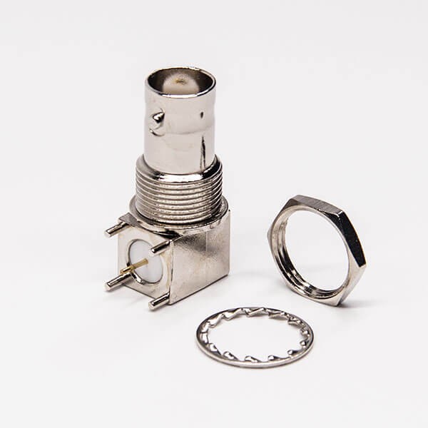 BNC Female Bulkhead Coaxial Connector Right Angle Through Hole for PCB – ELECBEE Selected