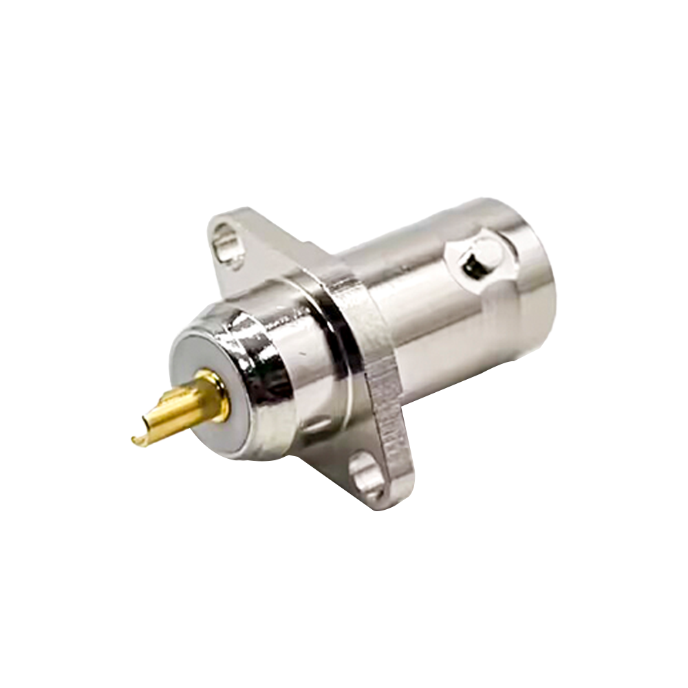 Panel Moun 2 Hole Flange BNC Connector Female Straight Solder for Cabl ...